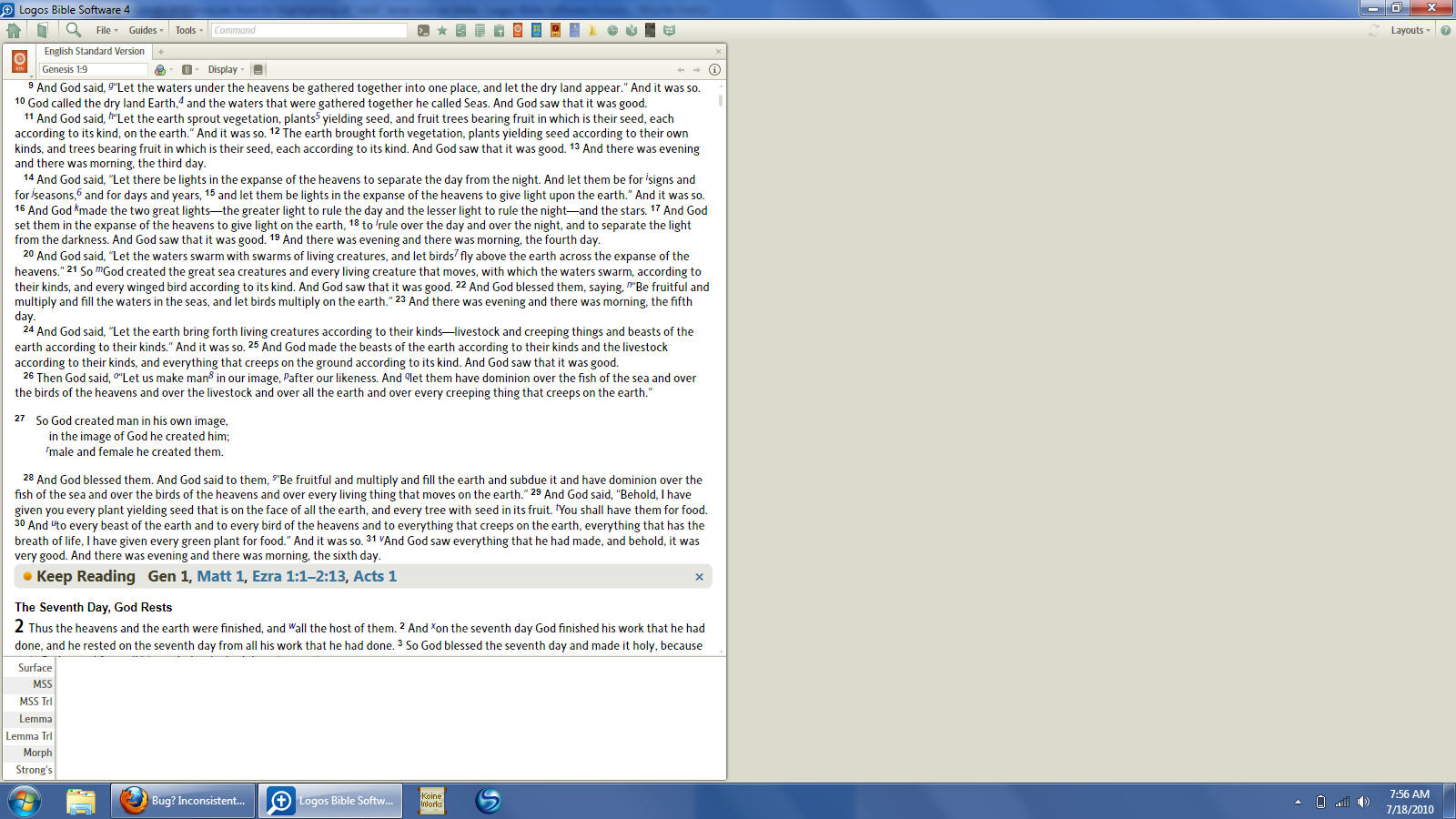 BUG: Interlinear pane opens up blank, but a flip of the text location causes it to appear ...